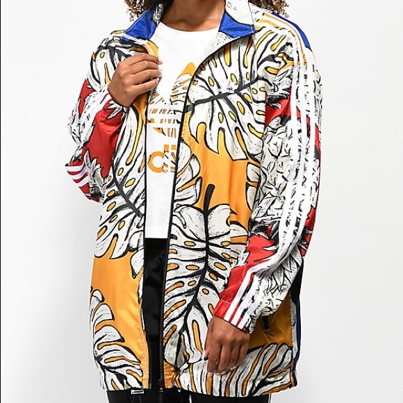 adidas | Jackets & Coats | Adidas X Farm Yellow Palm Windbreaker Jacket ...